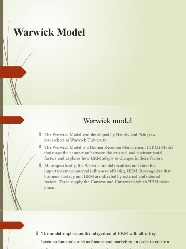 Warwick Model HRM | PDF | Human Resource Management | Strategic Management