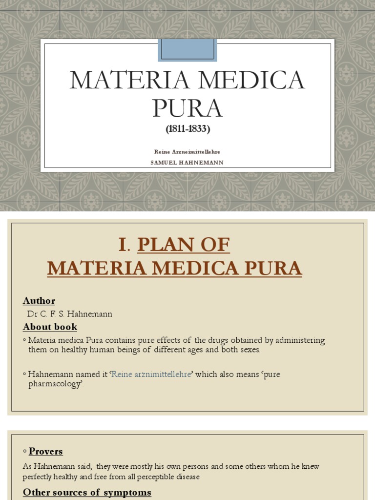 Materia Medica Pura (Dept Seminar) | PDF | Homeopathy | Medicine