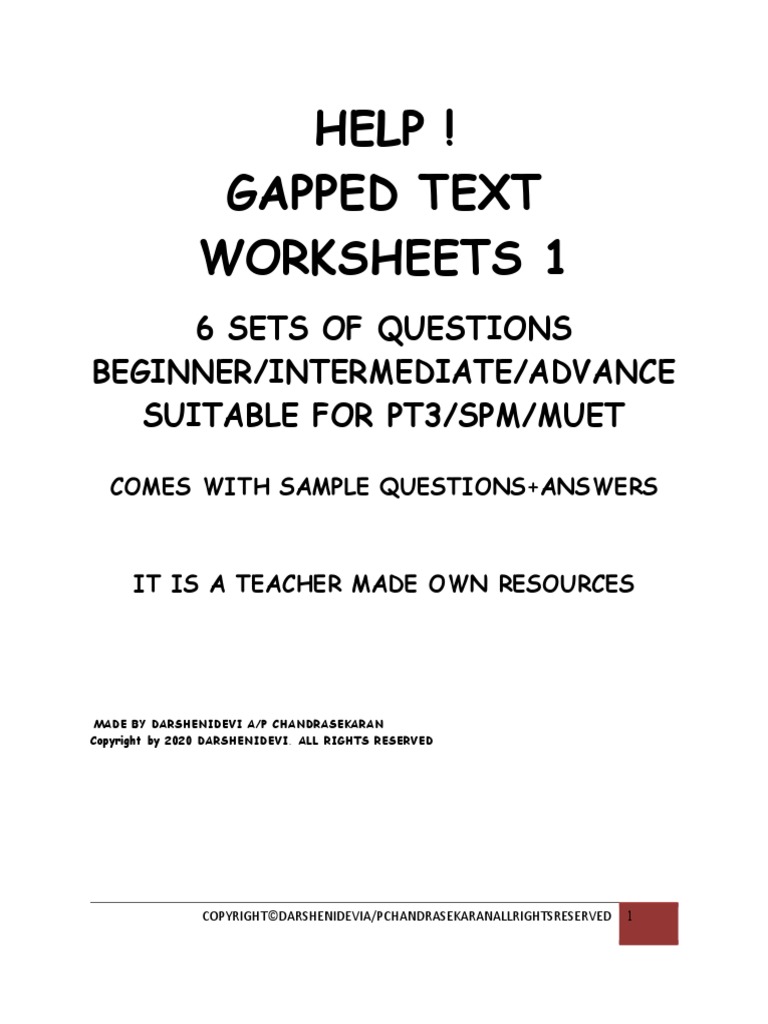 Help! Gapped Text Module Cefr 2021 Worksheets For Pt3spmmuet | PDF | Dentist