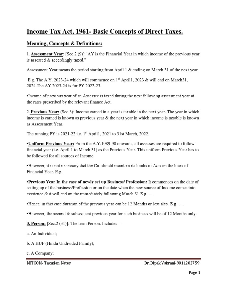 Basic Concepts of Taxation | Download Free PDF | Taxes | Expense