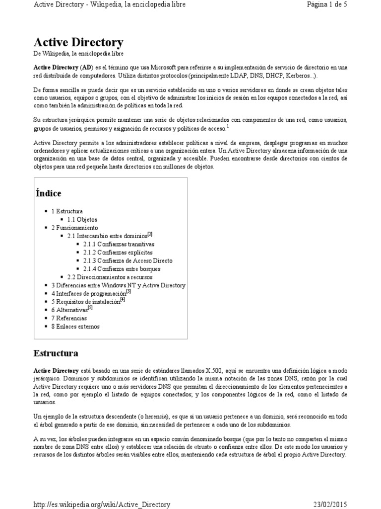 Active Directory | Descargar gratis PDF | Directorio Activo ...