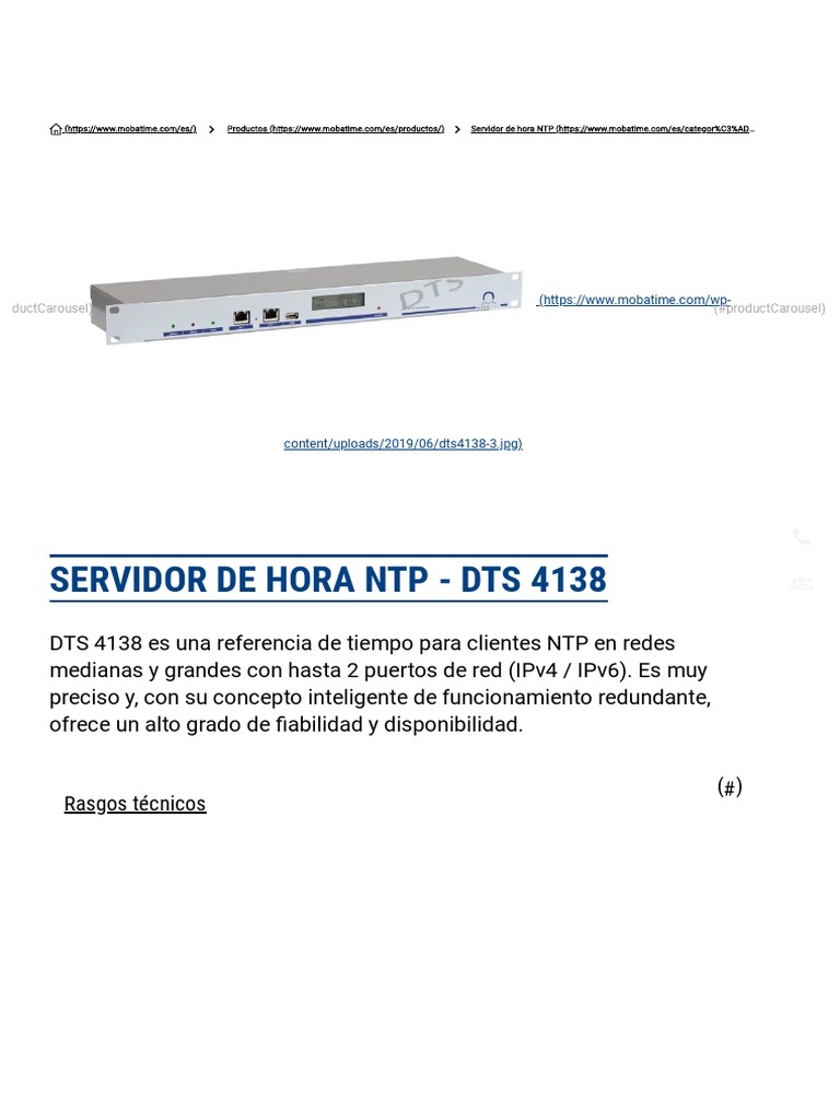 DTS 4138.timeserver - NTP Time Server - MOBATIME | PDF | Informática ...