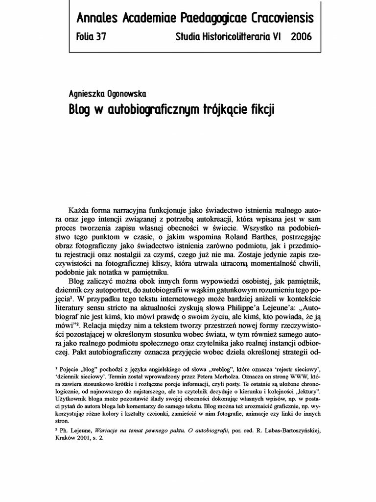Blog o Autobiografii | PDF