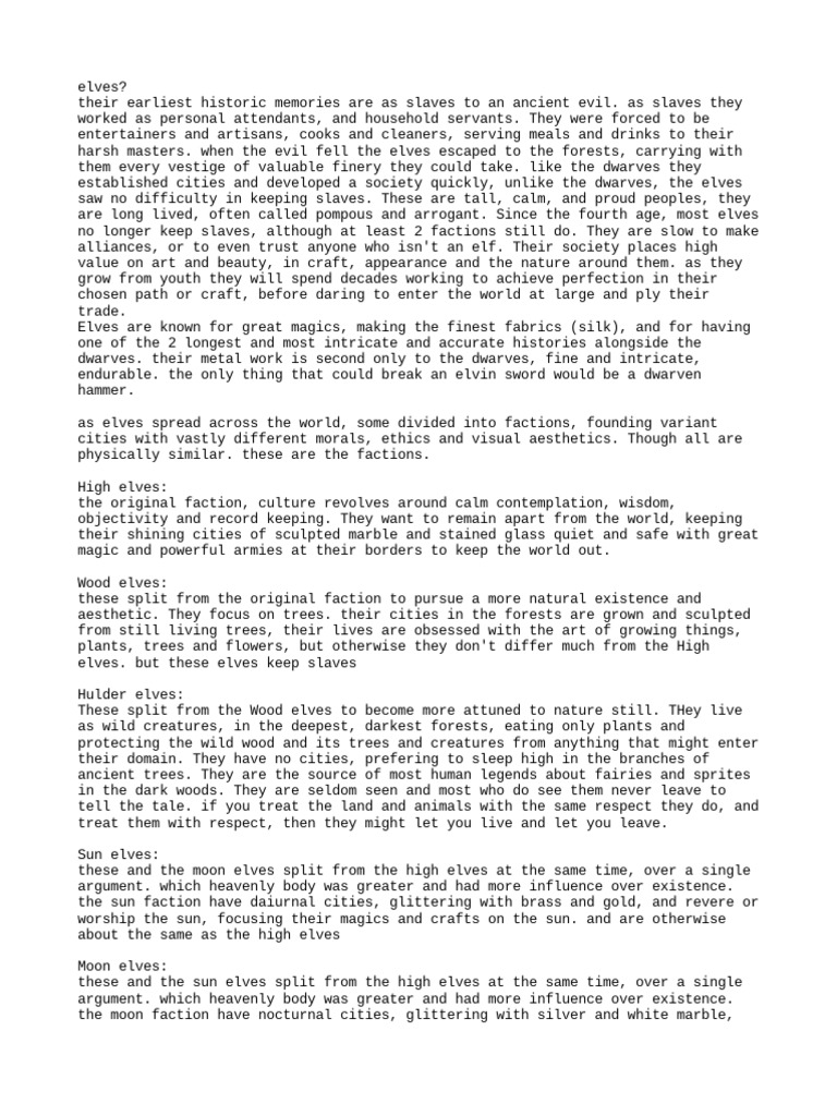 Elf Culture | PDF | Elves | Trees