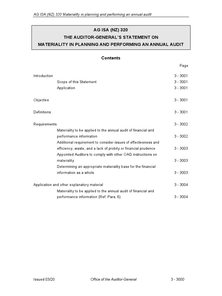14 Ag Isa 320 Materiality | PDF | Financial Audit | Audit