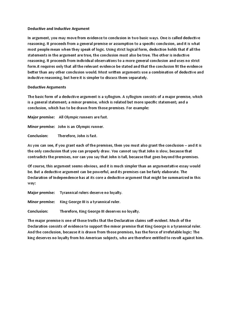 Deductive and Inductive Argument | PDF | Deductive Reasoning ...