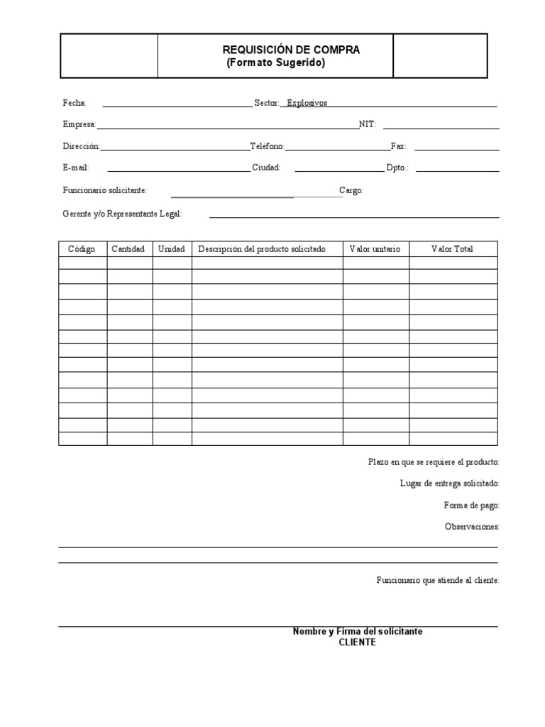 Formato Requsicion de Compra Word | PDF