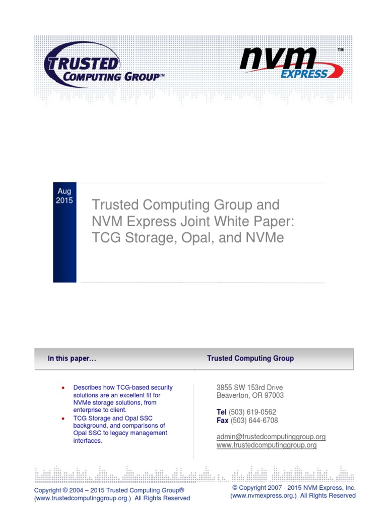 TCGandNVMe Joint White Paper-TCG Storage Opal and NVMe FINAL | PDF ...