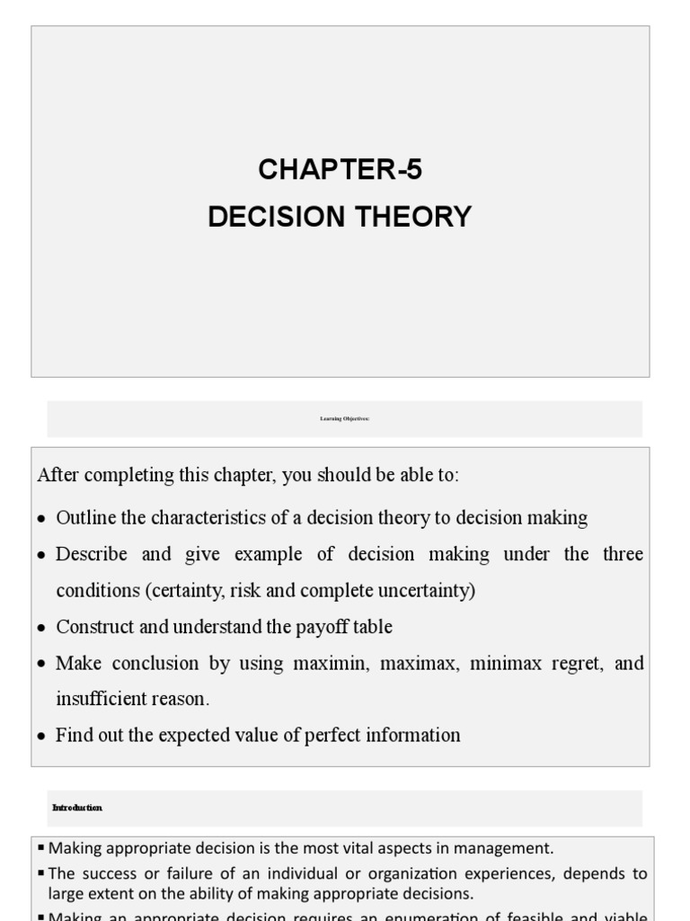 Decision Theory | PDF | Mathematical And Quantitative Methods (Economics) | Teaching Mathematics