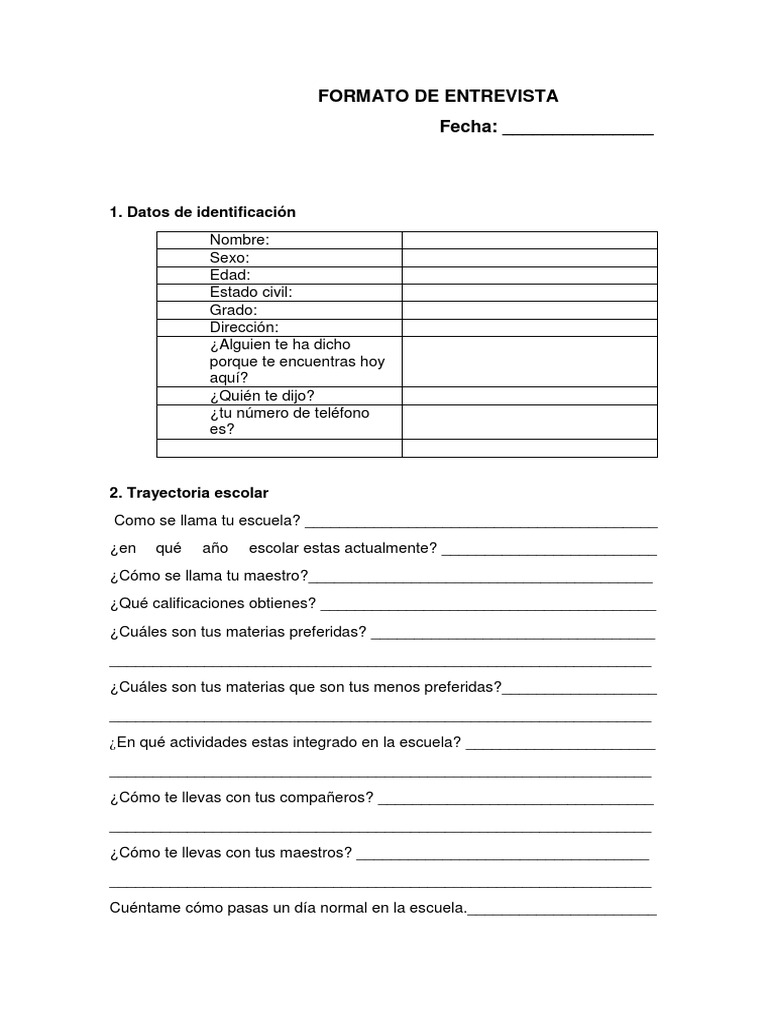 Formato de Entrevista | PDF