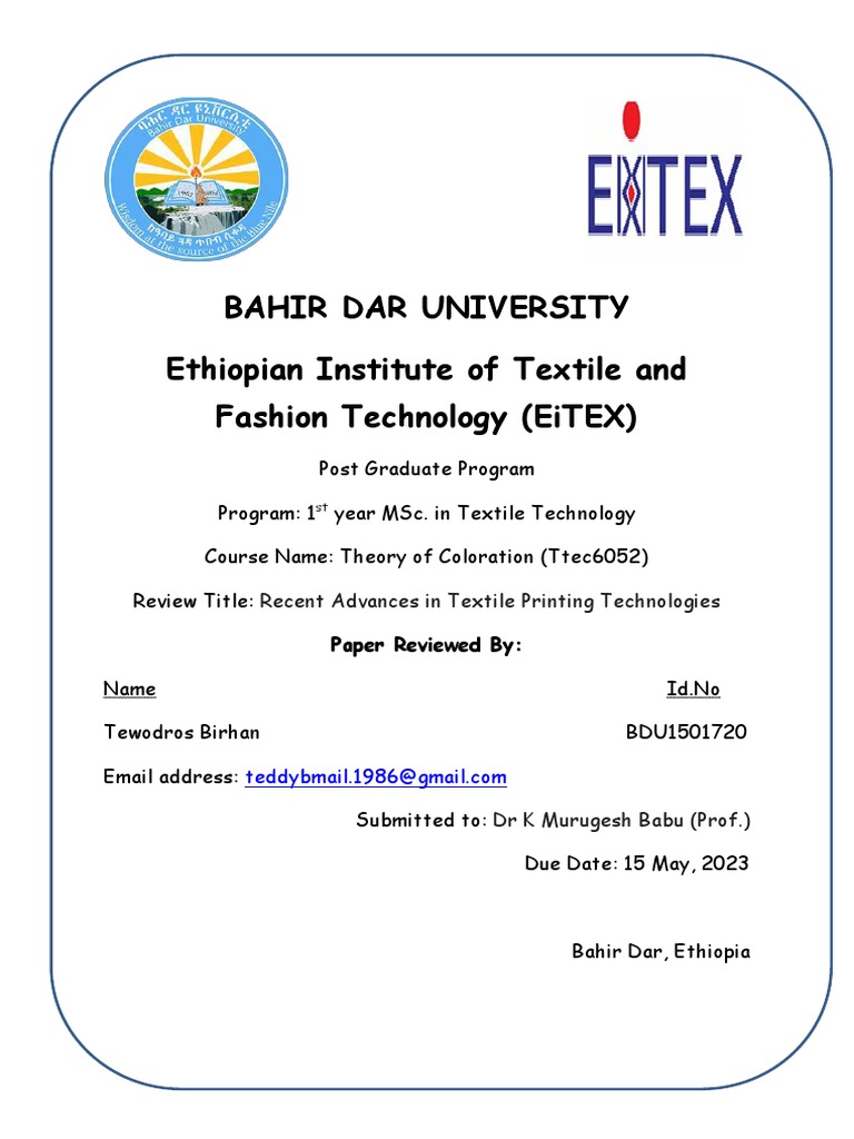 Recent Advances in Textile Printing Technologies | PDF | Textiles ...