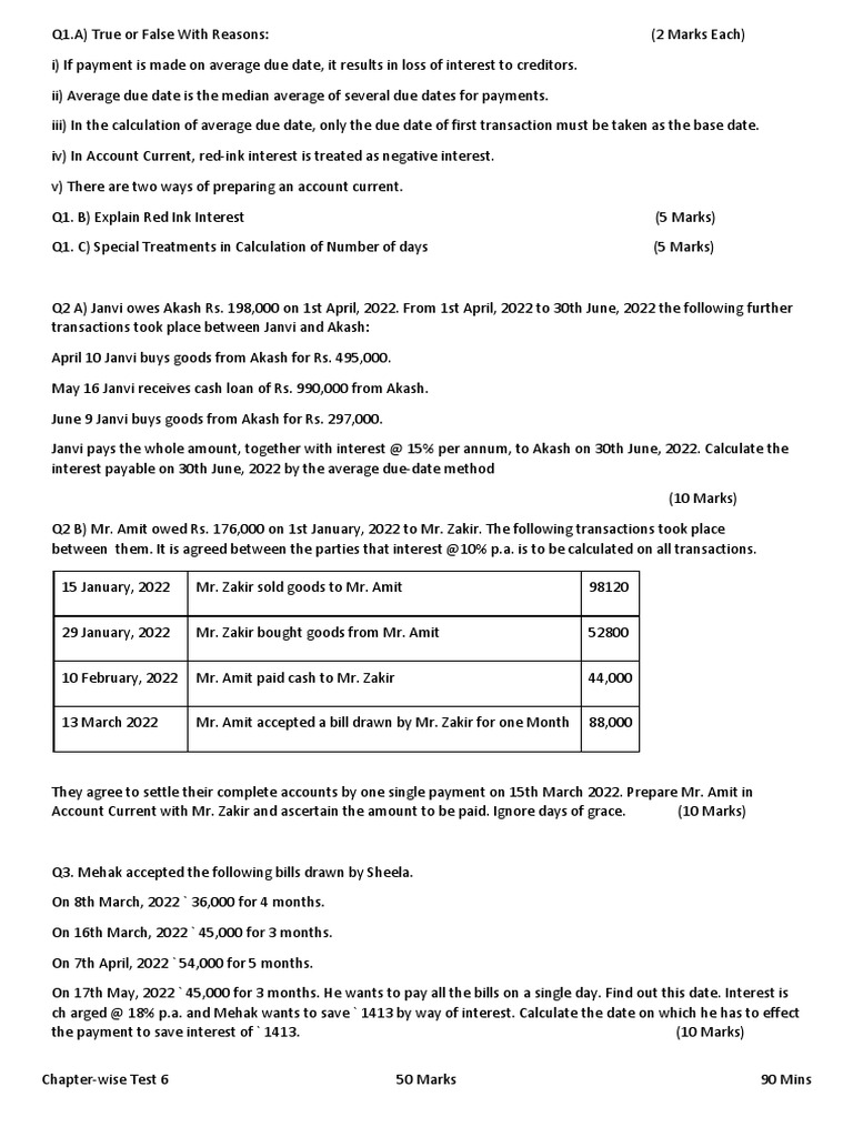 Accounting Interest Calculations Test | PDF | Interest | Debt