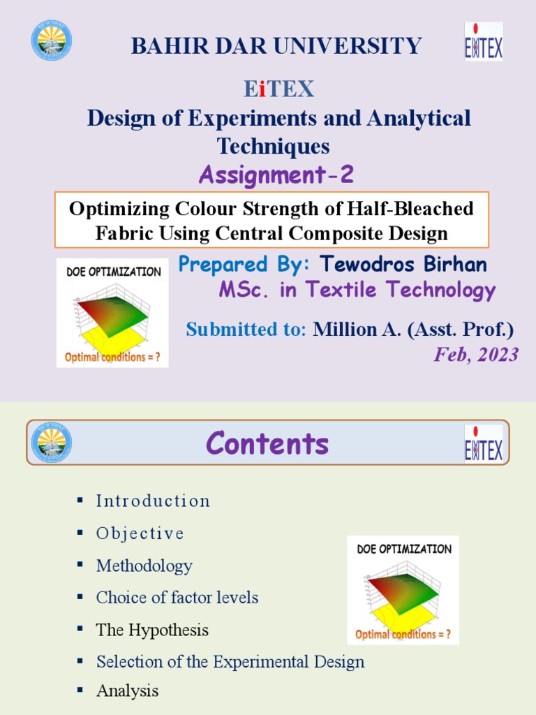 Doe Assignment 2 Teddy Pdf Dyeing Analysis Of Variance