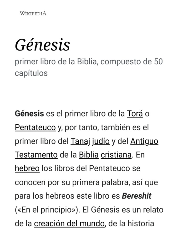 Génesis - Wikipedia, La Enciclopedia Libre | PDF | Libro del Génesis ...