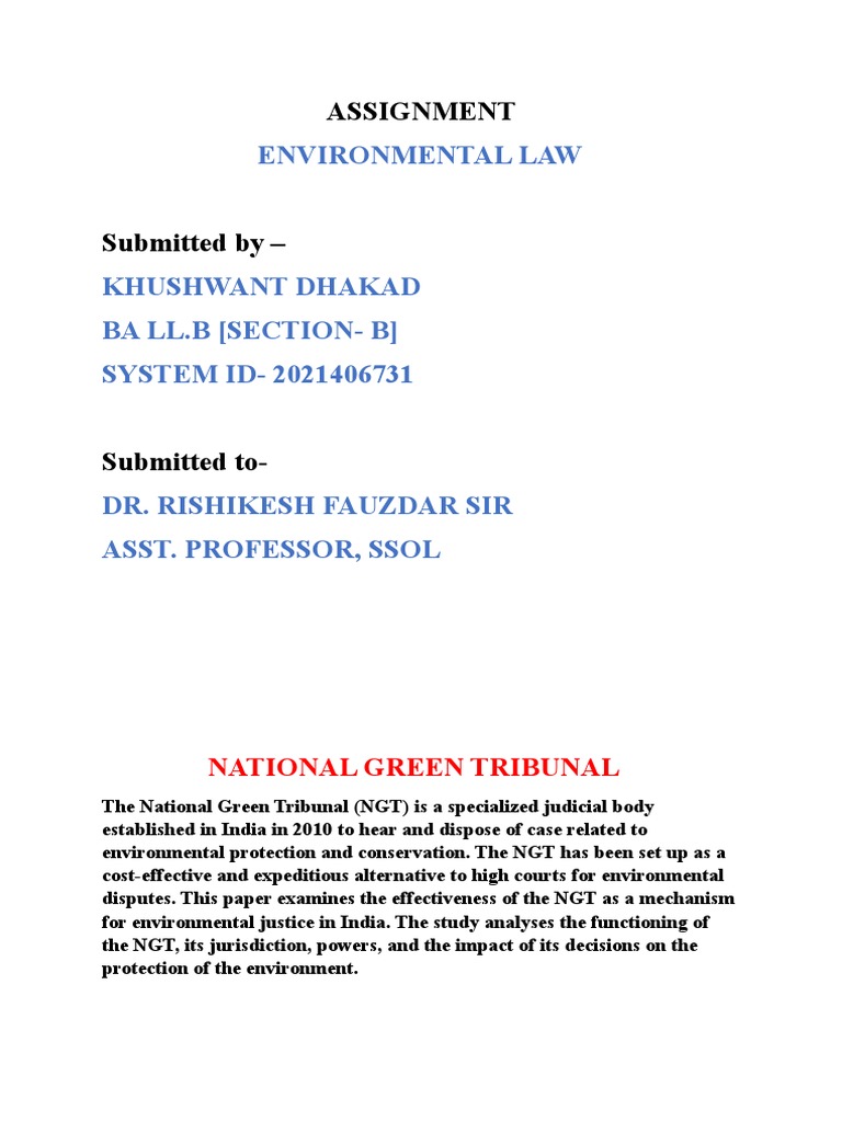 Assignment Environmental Law | PDF | Tribunal | Political Law