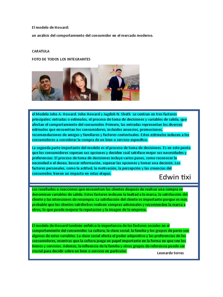 El Modelo de Howard | Descargar gratis PDF | Marketing | Comportamiento ...
