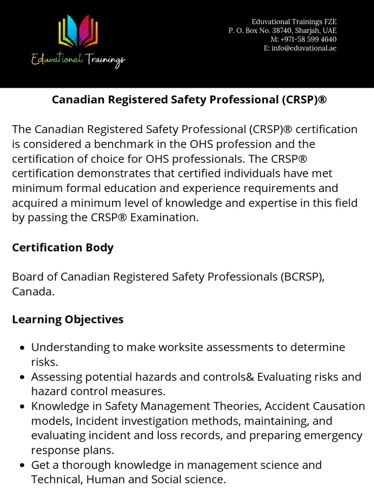 CRSP | PDF | Occupational Safety And Health | Safety