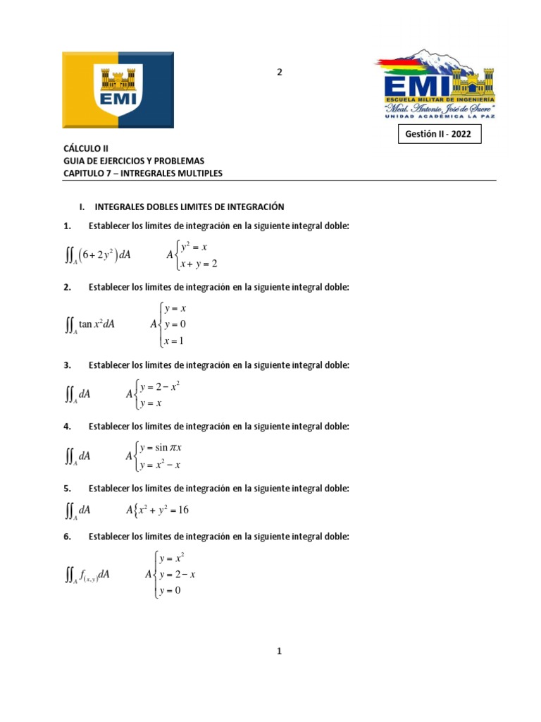 Práctica 7 - INTEGRALES MULTIPLES | PDF | Integral | Cálculo