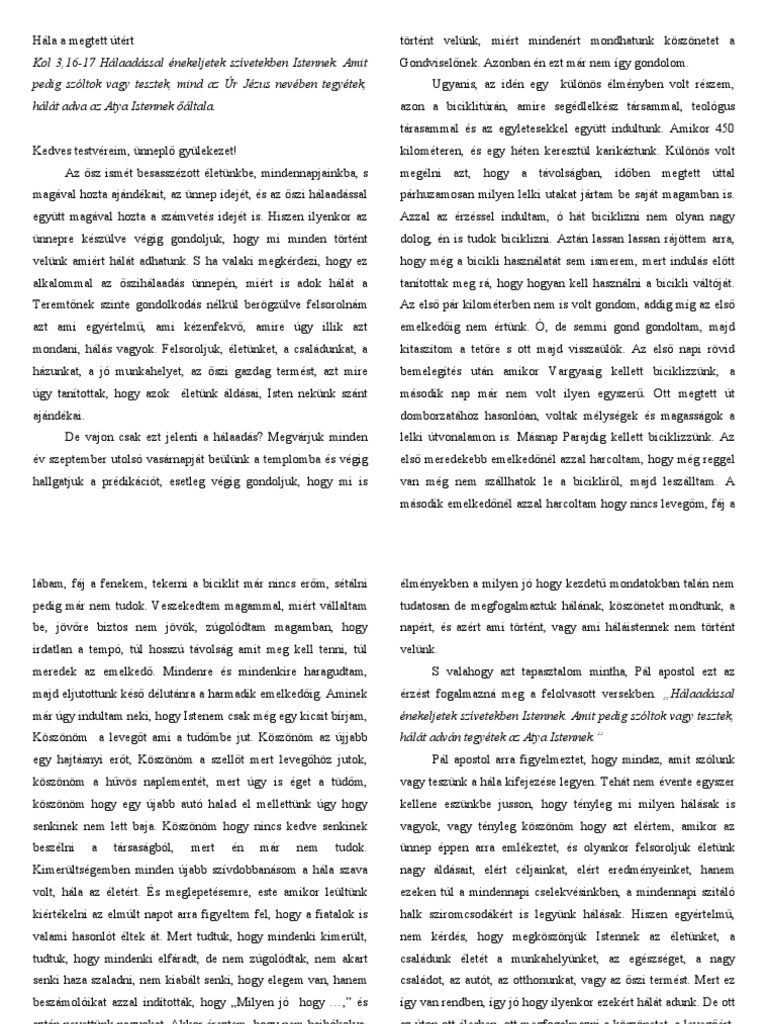 Hála A Megtett Útért | PDF