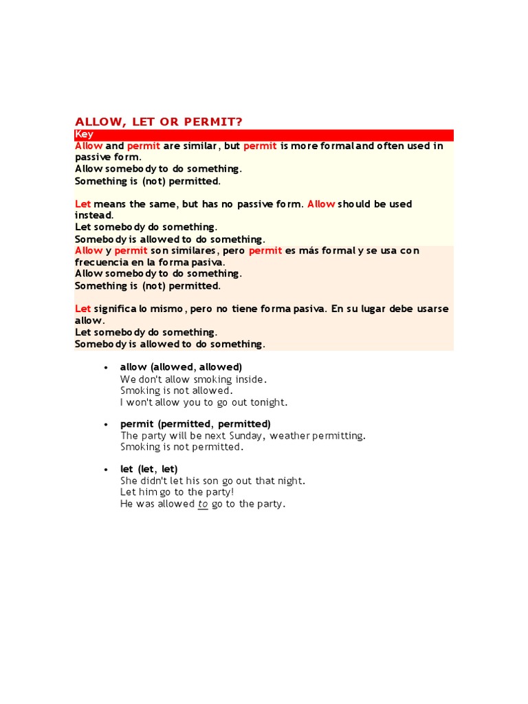 Let, Allow, Permit | PDF