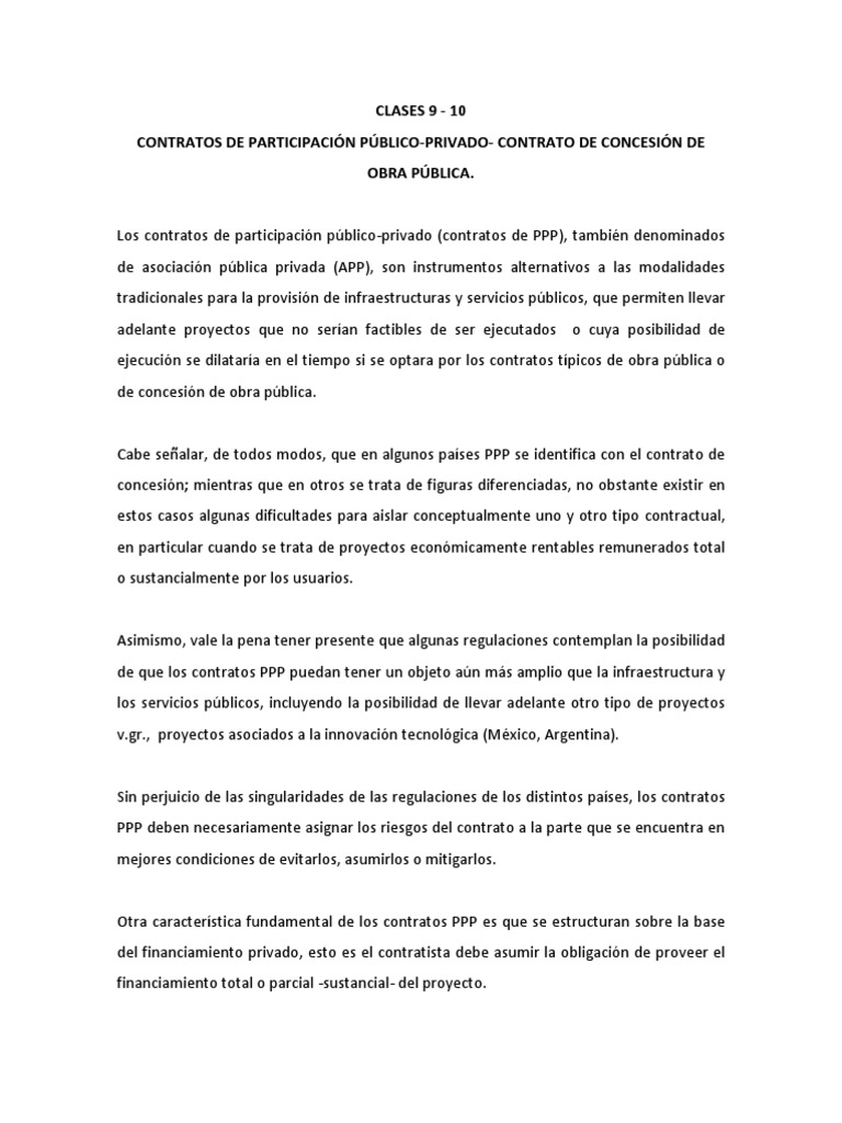 Clases 9 y 10 - PPP - Concesión de Obra Pública | PDF | Asociación ...