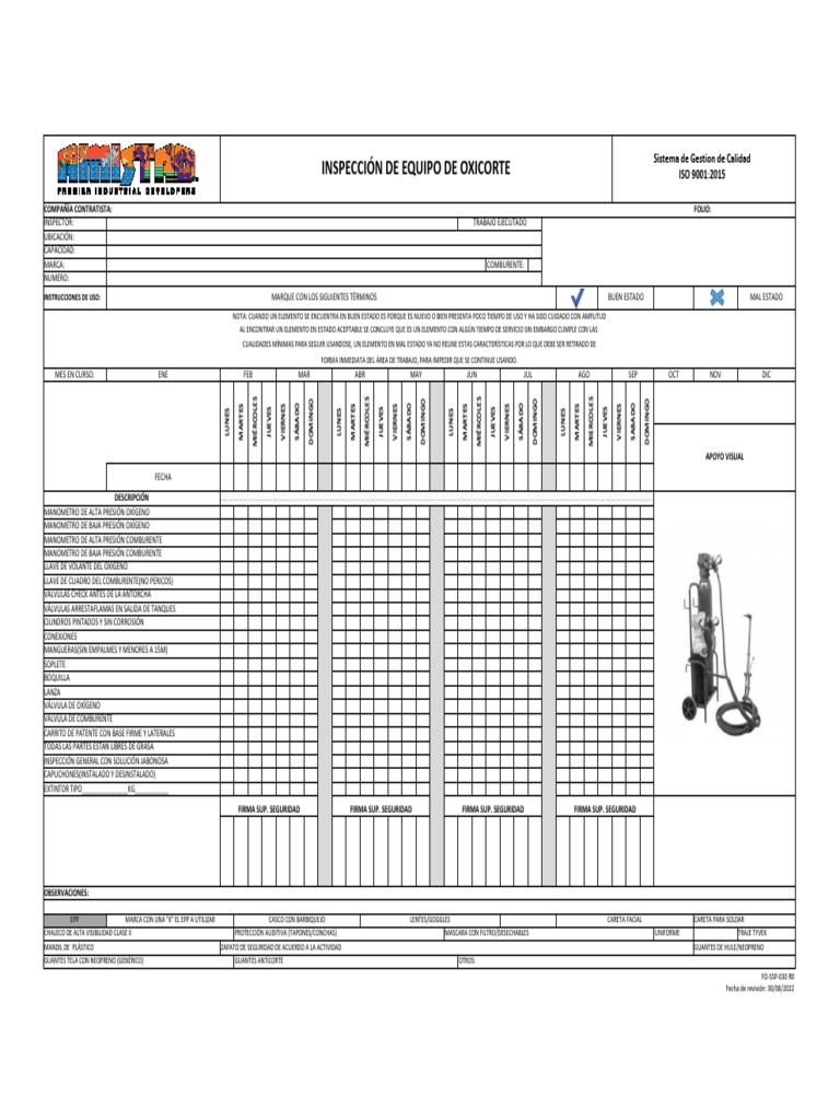Inspección de Equipo de Oxicorte y EPP | PDF | Materiales