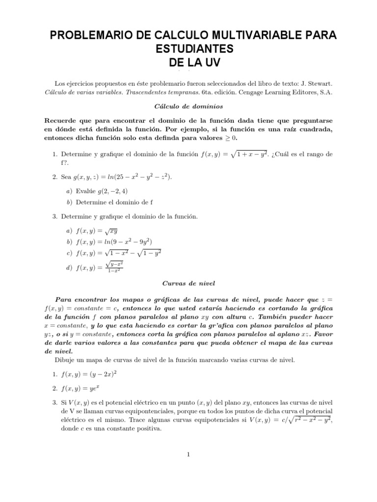 Problemario de Cálculo Multivariable | PDF | Degradado | Integral