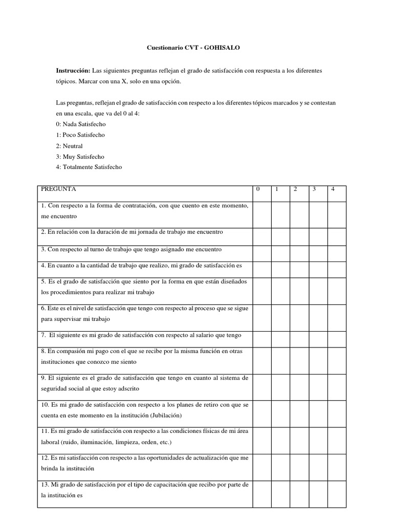 Cuestionario CVT Gohisalo | PDF