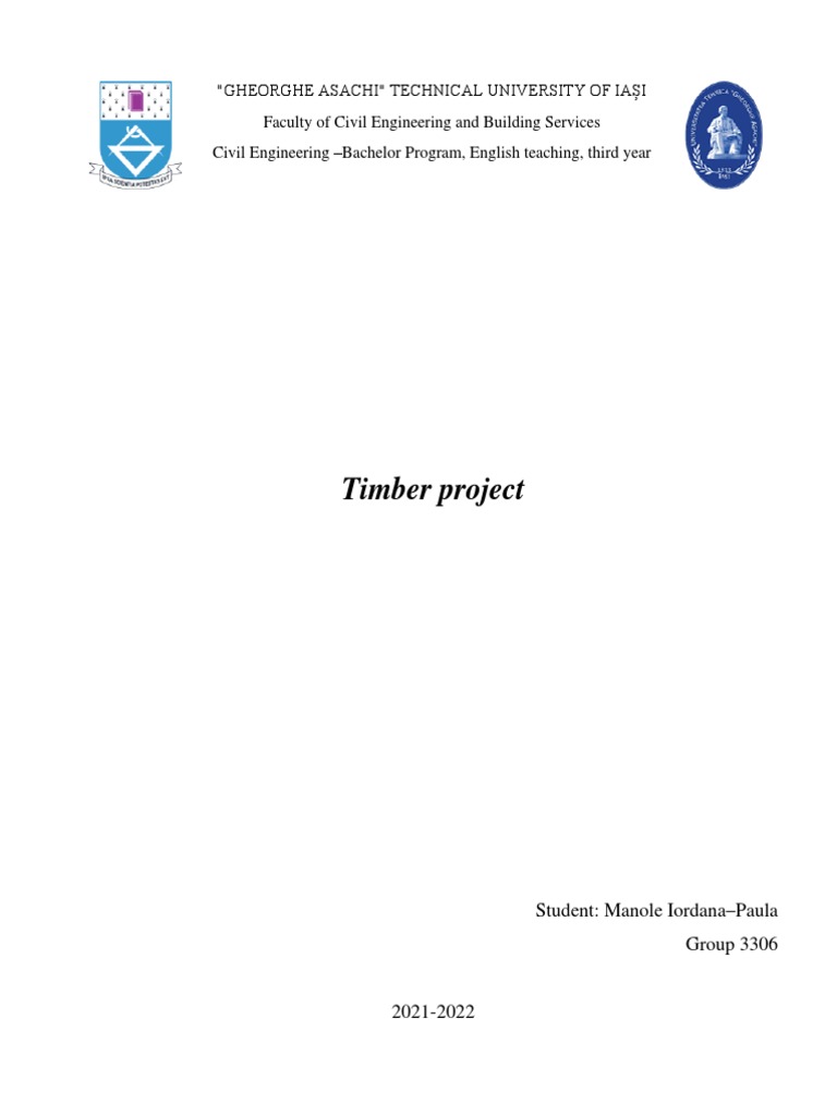 Proiect Lemn - Facultatea de Constructii Iasi | PDF | Bending | Roof