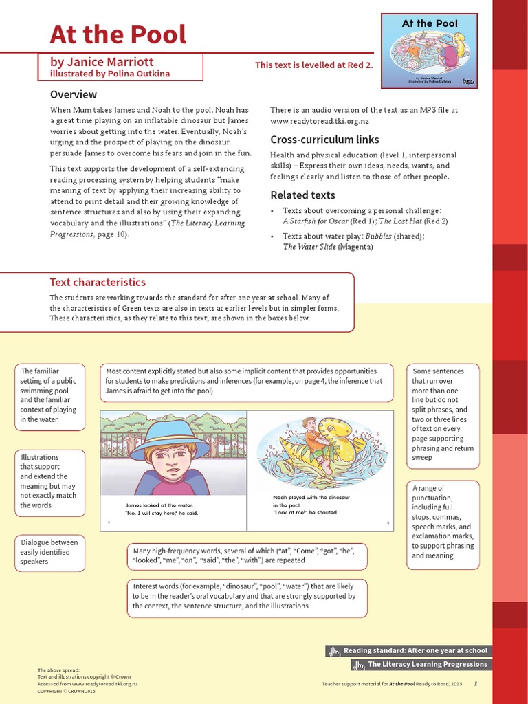 At The Pool TSM Red | PDF | Literacy | Learning