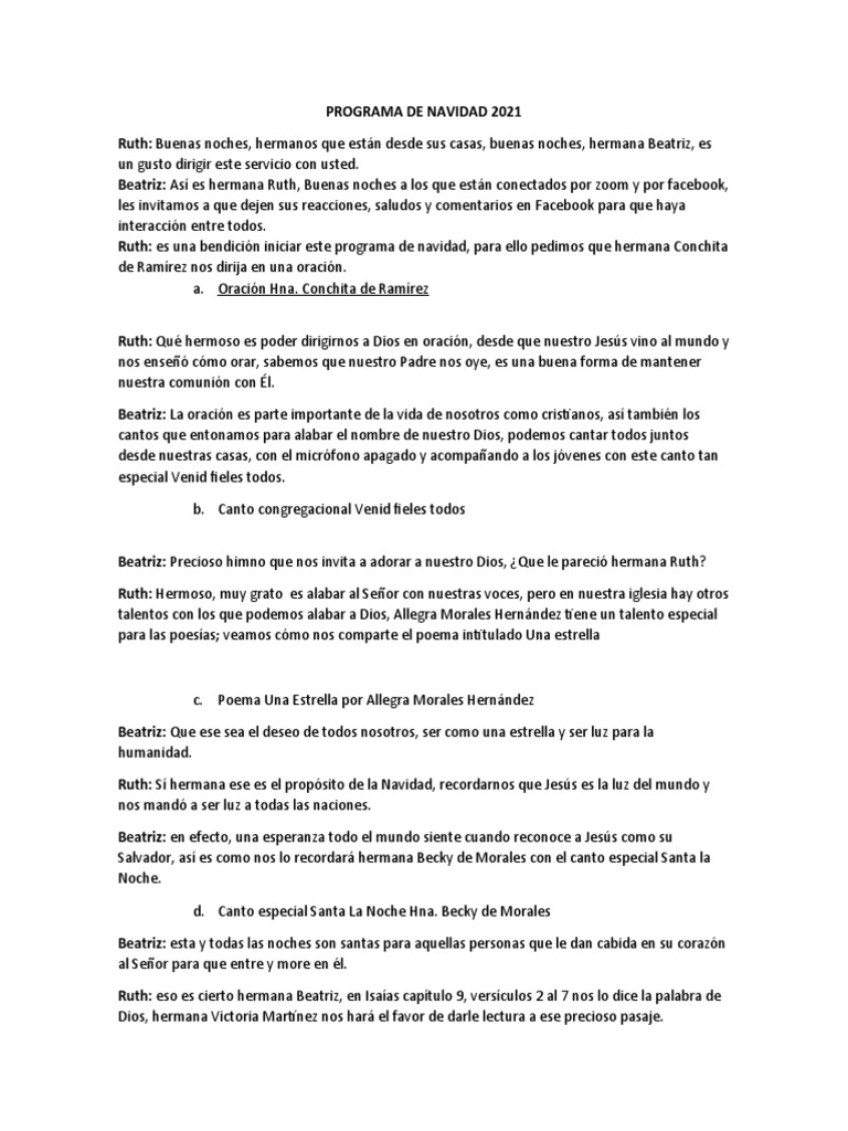 Programa de Navidad 2021 | PDF | Oración | Jesús