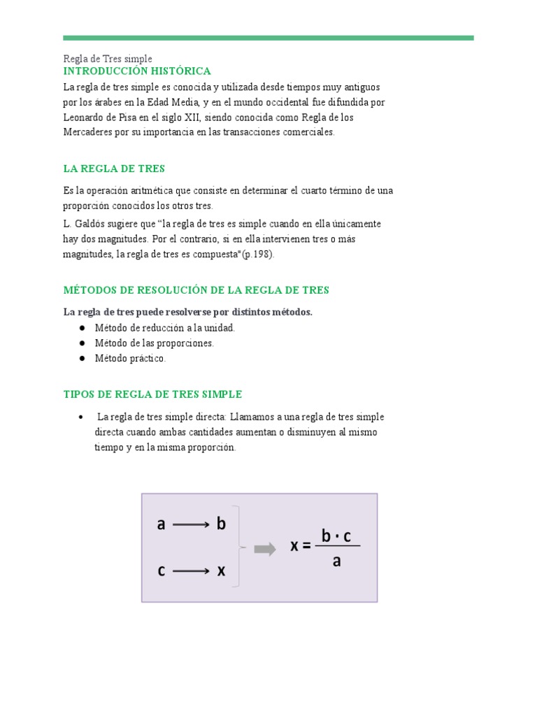 Guía Completa sobre la Regla de Tres Simple | PDF