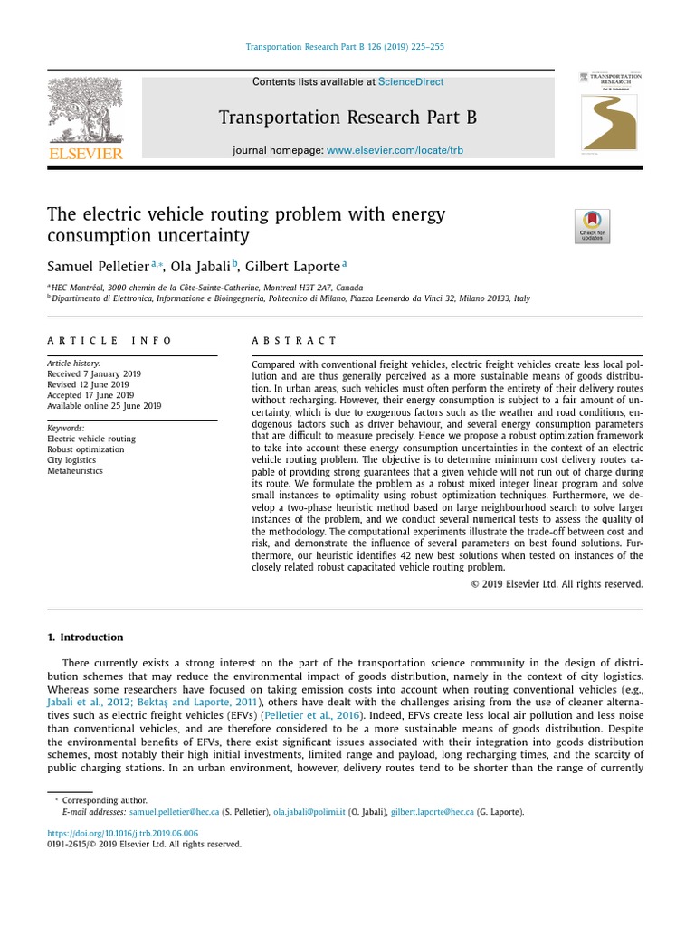 The Electric Vehicle Routing Problem With Energy Consumption ...