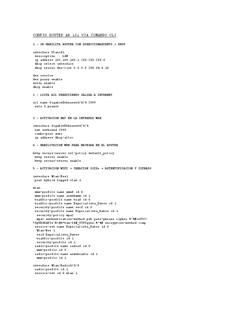 Config Router Ar 161 Via Comando Cli | PDF