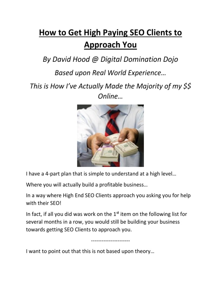 Cheat Sheet For Getting SEO Clients To Approach YOU v2 | PDF | Search Engine Optimization | Sales