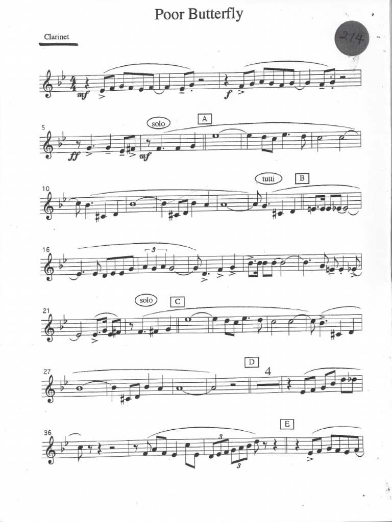 Clarinet - Poor Butterfly | PDF
