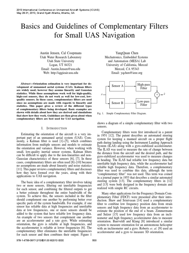 Basics and Guidelines of Complementary Filters | PDF | Control Theory | Filter (Signal Processing)