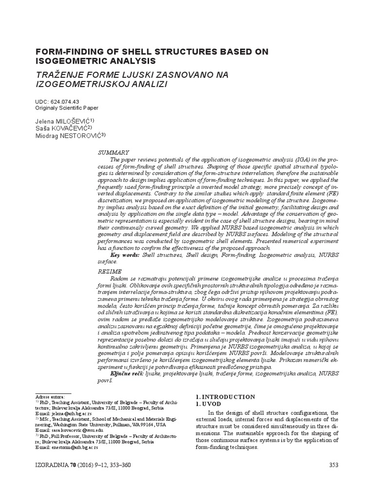 FORM-FINDING OF SHELL STRUCTURES BASED ON Isogeometric Analysis | PDF ...