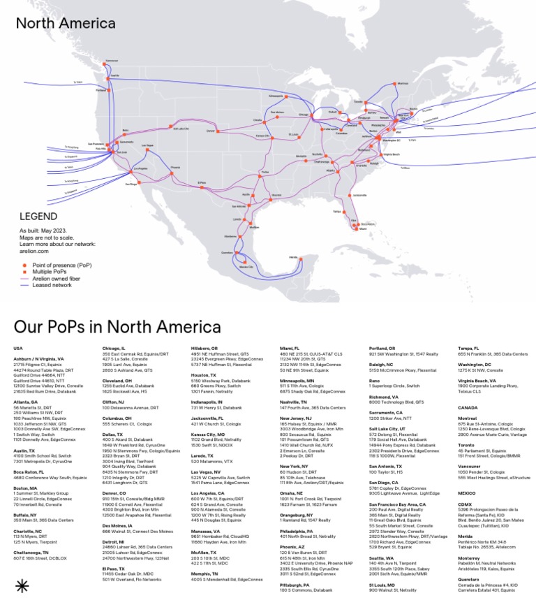 Arelion Network Map North America May 2023 | PDF | Data | Companies