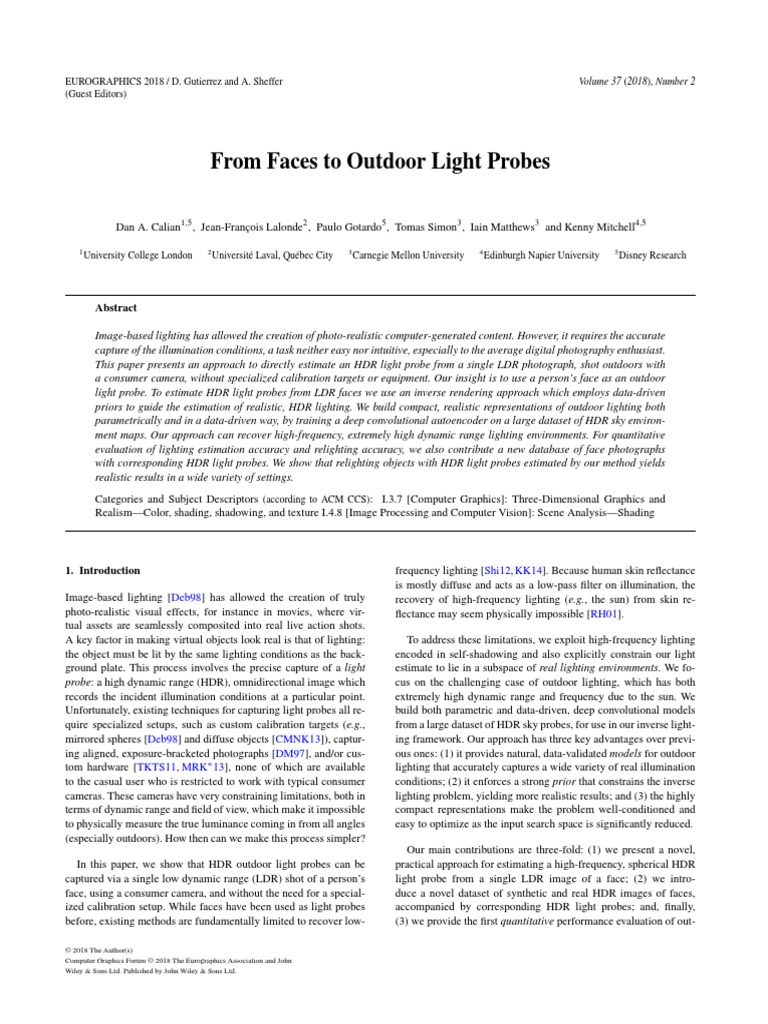 2 - From Faces To Outdoor Light Probes | Download Free PDF | Rendering ...