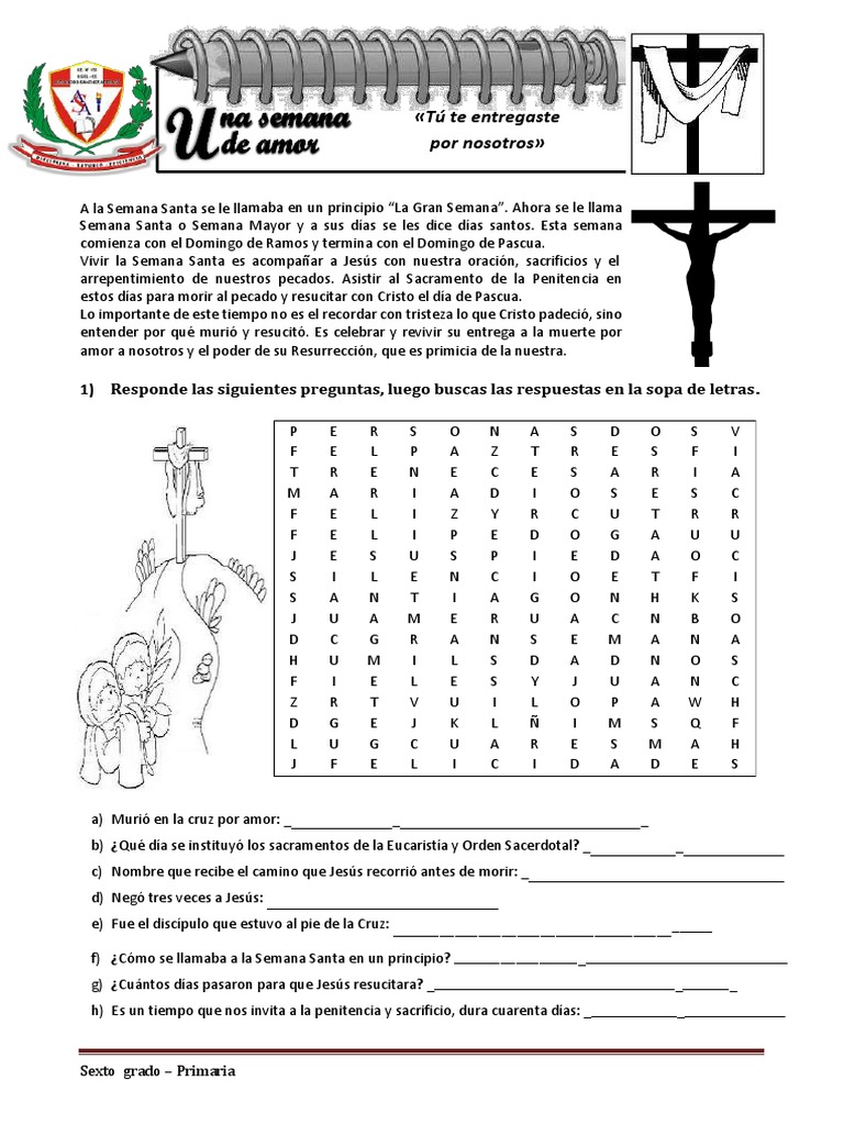 Ficha Semana Santa Sexto Grado Primaria | PDF | Pascua de Resurrección ...