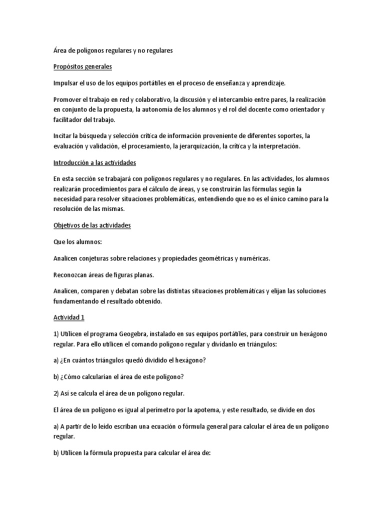 Actividades de área y perímetro de polígonos | PDF | Geometría Convexa ...