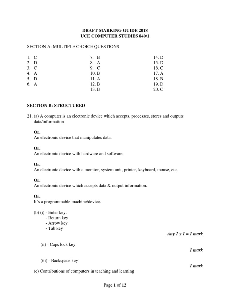 Uneb 2018 Com Marking Guide | PDF | Network Topology | Computer Network