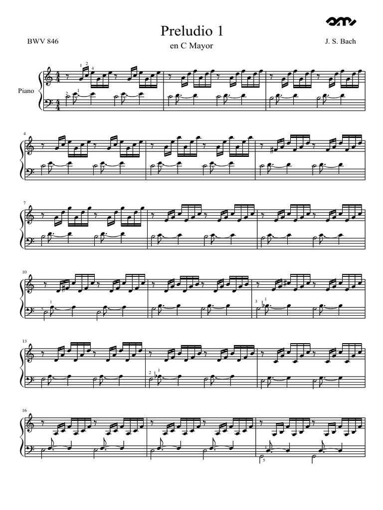 Prelude 1 Bach | PDF | Bach Family | Compositions
