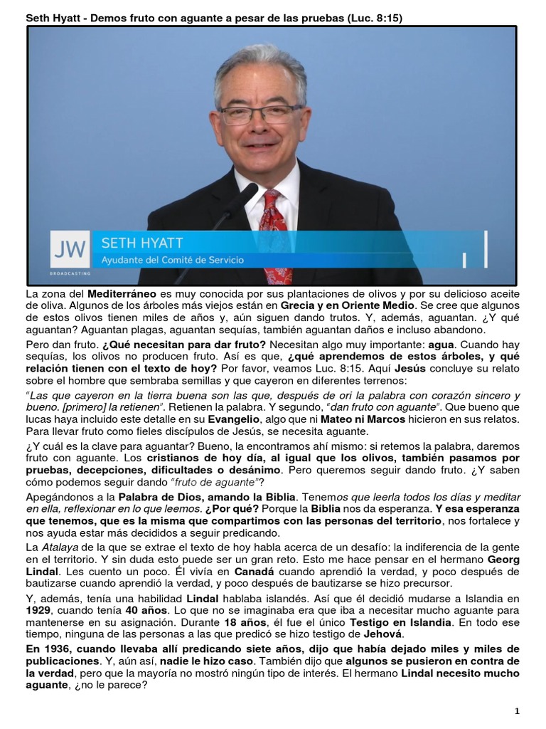 Seth Hyatt - Demos Fruto Con Aguante A Pesar de Las Pruebas (Luc. 8, 15 ...