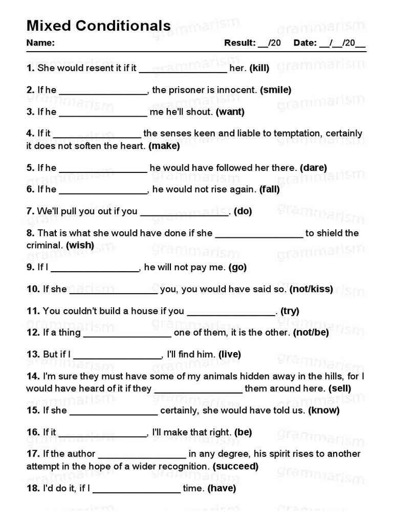 Grammarism Mixed Conditionals Test 8 1760265 | PDF