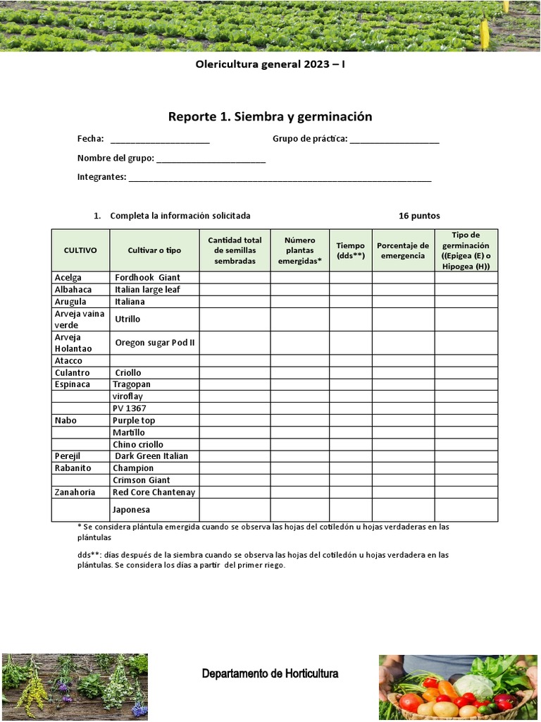 Reporte 1.germinación | PDF | Germinación | Botánica