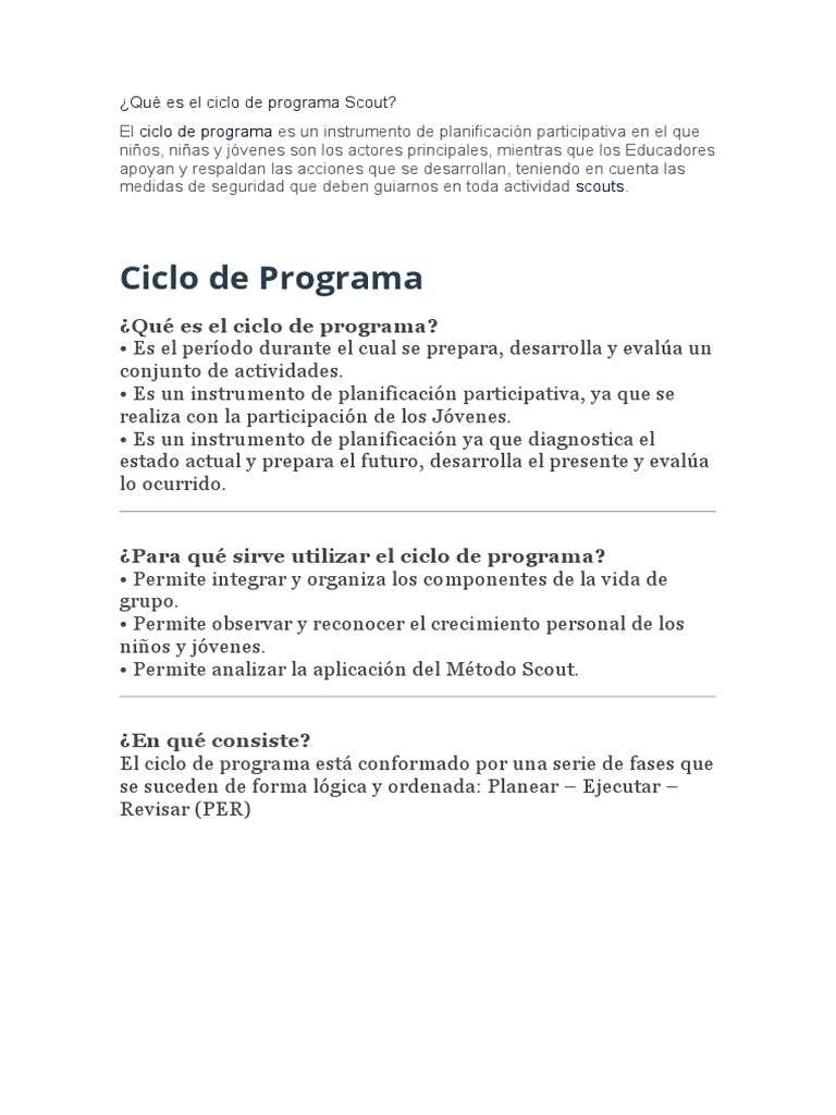 Qué Es El Ciclo de Programa Scout | PDF