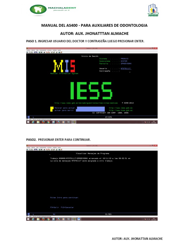 Manual de Llenado Del As-400 | PDF | Odontología | Cuidado de la salud