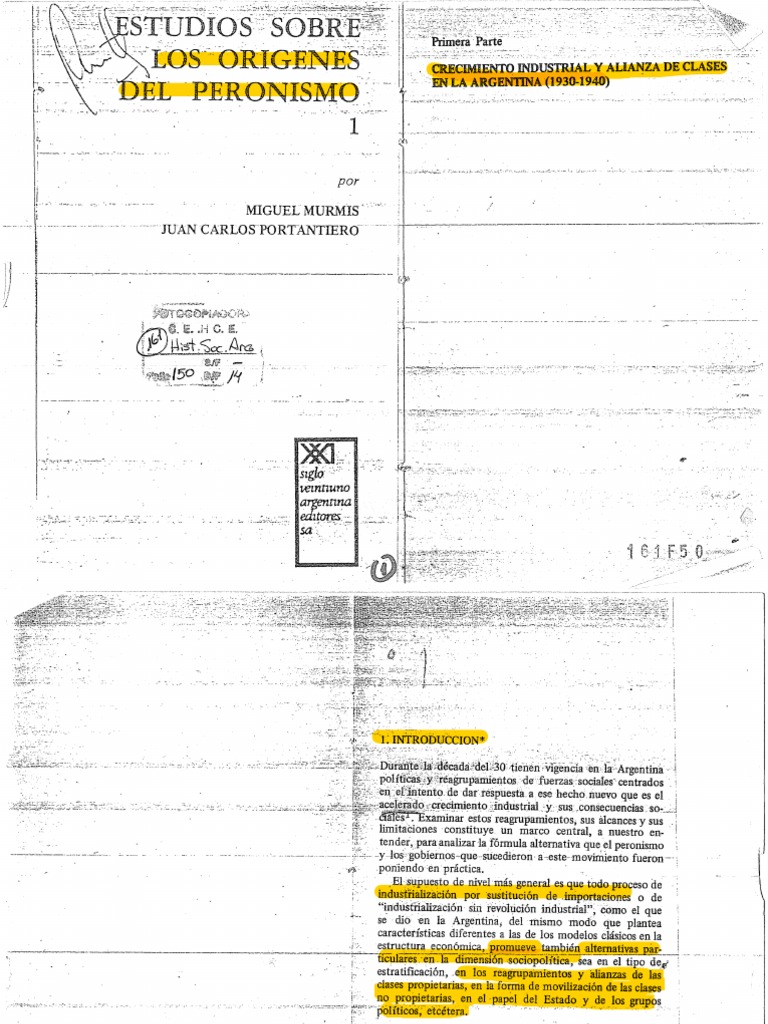 6to Texto Miguel Murmis-Portantiero | PDF